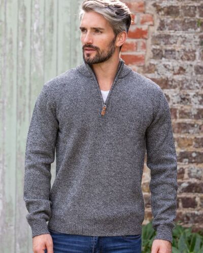 100% Lambswool Half Zip Indigo Marl
