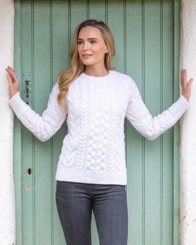 Cropped Aran Sweater Rose Ash